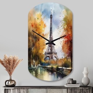Designart - Pastel Eiffel Tower In Paris III - Paris Large Wall Clocks ...