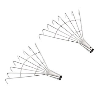 8 Flat Tines Leaf Rake Replacement, 2 Pcs Folding Grass Tool, Silver ...