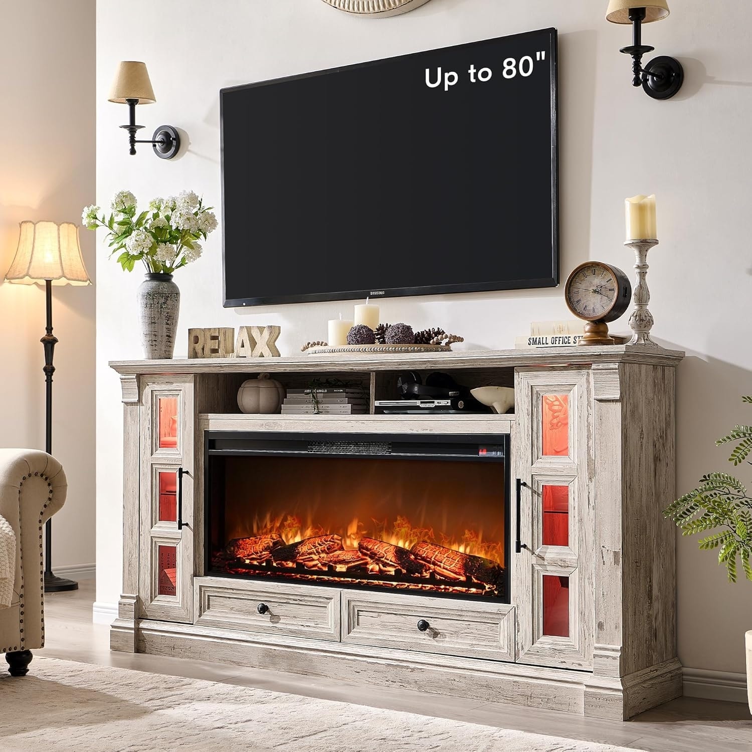 Small entertainment center with fireplace store