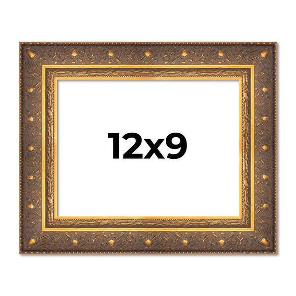 12x9 Frame Gold Real Wood Picture Frame inches Interior Frame Depth 1 ...