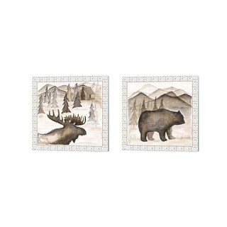 Cindy Shamp 'Moose & Bear w/ Border' Canvas Art (Set of 2) - Bed Bath ...