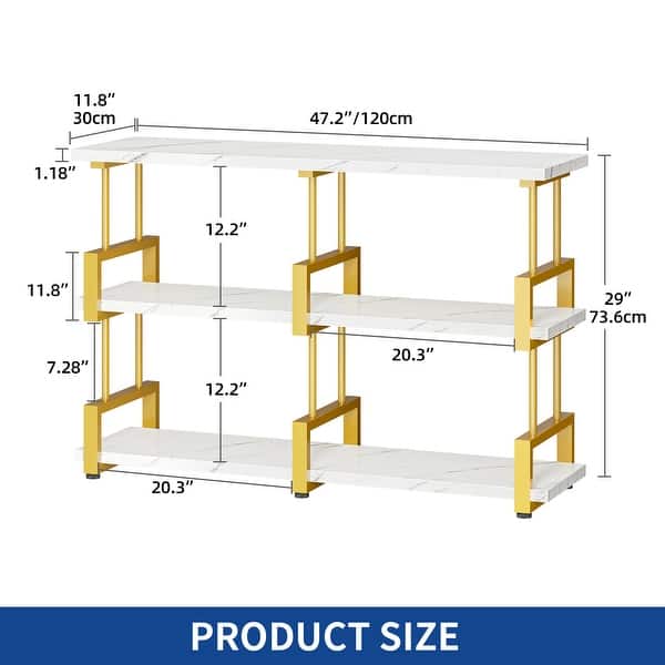 Moasis Modern 3-Tier Bookshelf Horizontal Bookcase with Marbling ...