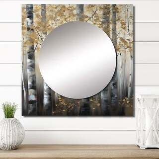 Designart "Birch Tree Forest Wonderland V" Tree Wall Mirror ...