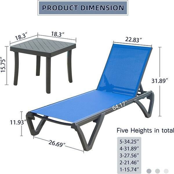 Outdoor Aluminum Polypropylene Sunbathing Chair with 5 Adjustable ...