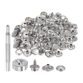 50 Sets Screw Snap Kit 10mm Stainless Steel Snaps Button with Tool ...