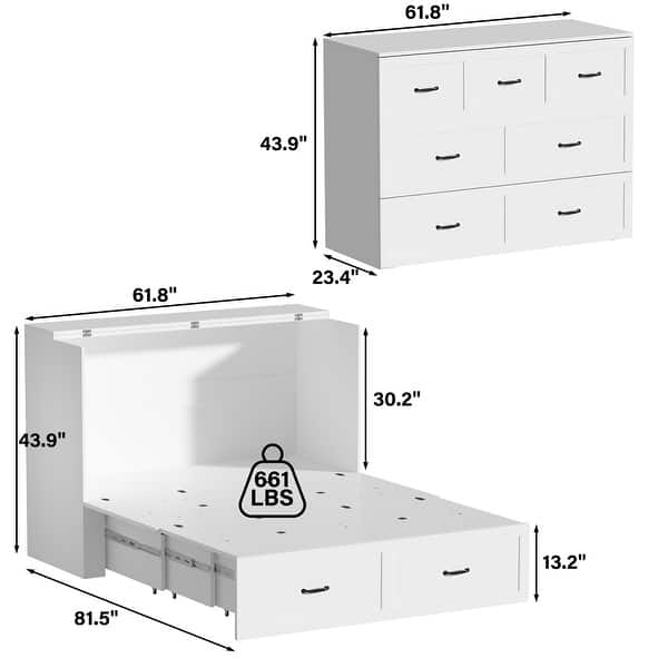 Full Size Bed Cabinet Dresser Bed w/ Drawer Convert into Cube Cabinet ...