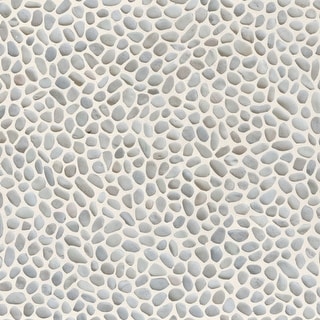 White Mini Pebble Mosaic Tumbled Stone Backsplash Tiles for Kitchen ...