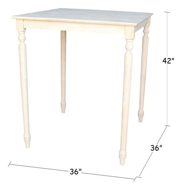 The Gray Barn Fairy Glen Unfinished Bar Height Square Wood Dining Table ...