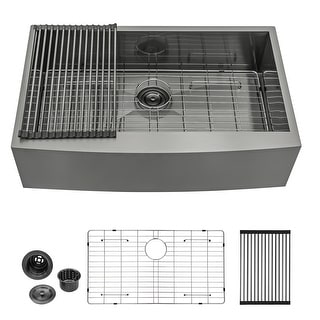 Lordear 30/33 in Farmhouse Single Bowl 18 Gauge Matte Black Stainless ...