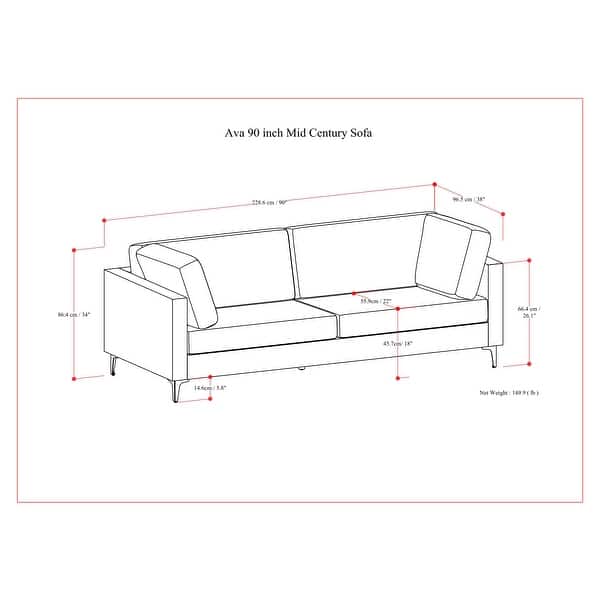 WyndenHall Lana 90-inch Sofa in Tightly Woven Performance Fabric - Bed ...