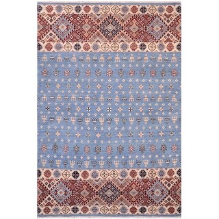Khurgeen Adelaide Lt. Blue/Ivory Wool Rug (5'4 x 7'10) - 5 ft. 4 in. x ...