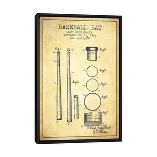 iCanvas "Baseball Bat Vintage Patent Blueprint" by Aged Pixel Framed ...