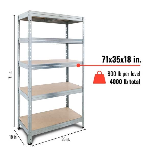AR Shelving Heavy Duty Metal shelf 71"x 35"x 18" 4,000 Lb - 35.4in.W x ...