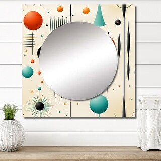 Designart "Beige Retro Modern Geometric Matrix" Modern Wall Mirror ...