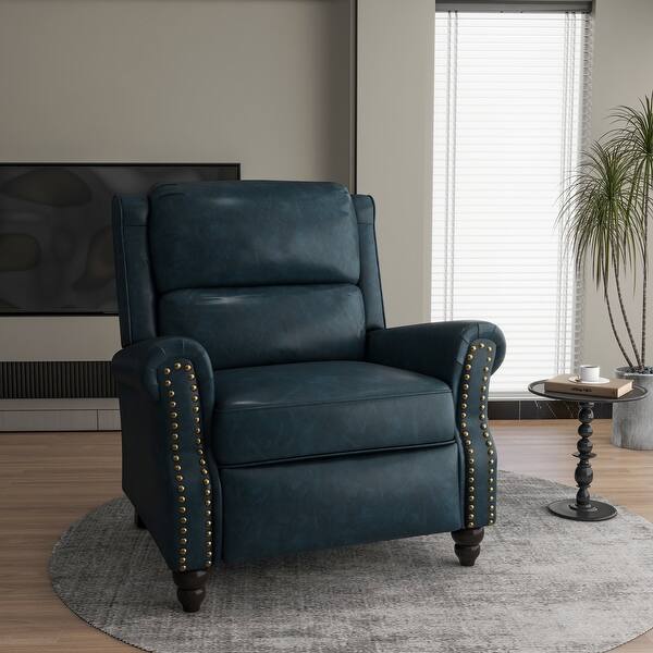 PU Leather Push Back Recliner Chair with Rivet Decoration - On Sale ...