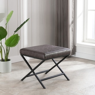 WOVENBYRD 16" Modern Round Ottoman with metal base - On Sale - Bed Bath ...