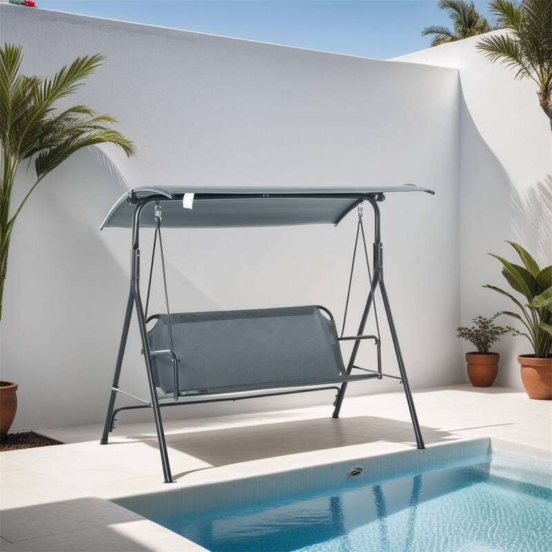 Outsunny Porch Swing w/Stand,Outdoor Swing with Adjustable Tilt Canop ...