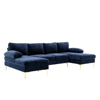 Modern Polyester U-Shape Sectional Sofa with Iron Feet - Bed Bath ...