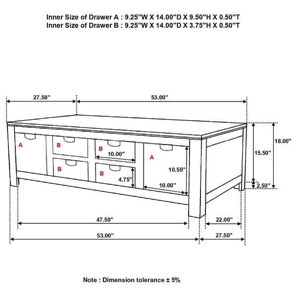Esther 6-drawer Solid Wood Coffee Table Natural Sheesham - Bed Bath ...