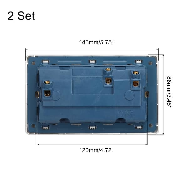 UK US Socket Double Multi Power Outlet Switch White 250V 13A 146mmx88mm ...