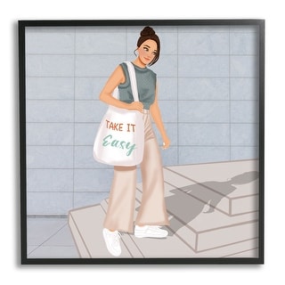 Stupell Take it Easy Fashionista Framed Giclee Art Design by Saba Rauf ...