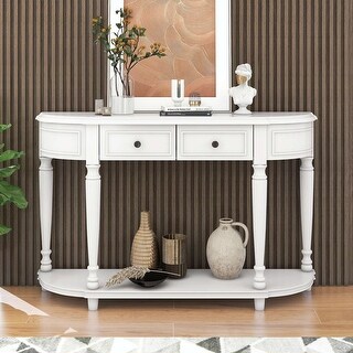 52-inch Retro Circular Curved Design Console Table - Bed Bath & Beyond ...