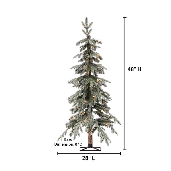 4 Foot Pre Lit Flocked Natural Cut Alpine Tree with 50 LED Lights - N/A ...