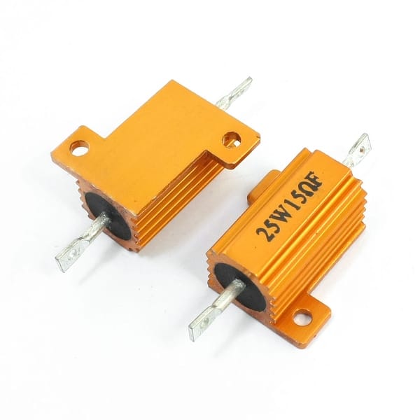 2 Pcs Gold Tone Axial Aluminum Housed Clad Resistor 25W 15 Ohm 5% ...