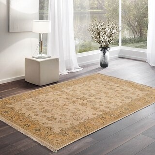 Hand Knotted Agra Beige Tan 100% Wool Traditional Oriental Area Rug - 3 ...
