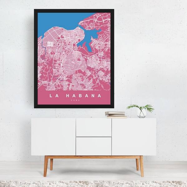 Havana Cuba La Habana Map Art Cuba Pink Maps City Art Print/Poster ...
