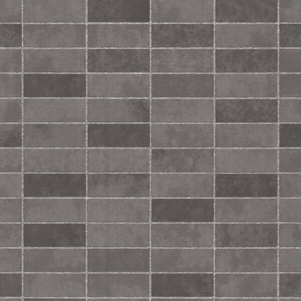 Brewster Hunter Slate Rectangle Tile Wallpaper - 20.5in x 396in x 0 ...