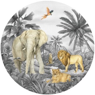 Jungle Wildlife Circular Peel and Stick Wall Mural 28 inch Diameter ...