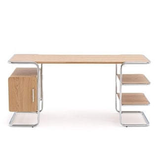 Emlyn Oak & Metal Tube Desk - Bed Bath & Beyond - 39990144