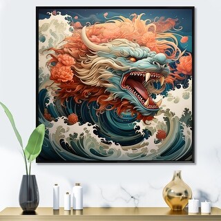Designart "Japanese Dragon On The Wave Off Kanagawa III" Dragons Wall ...