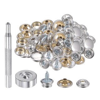 50 Sets Screw Snap Fasteners Kit 10mm Copper Snaps with Tool, Silver ...