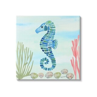 Stupell Mosaic Seahorse Clam Seashells Ocean Floor Reef Canvas Wall Art ...