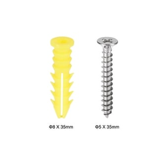 8x35mm Plastic Expansion Tube for Drywall with Screws, Yellow 10pcs ...