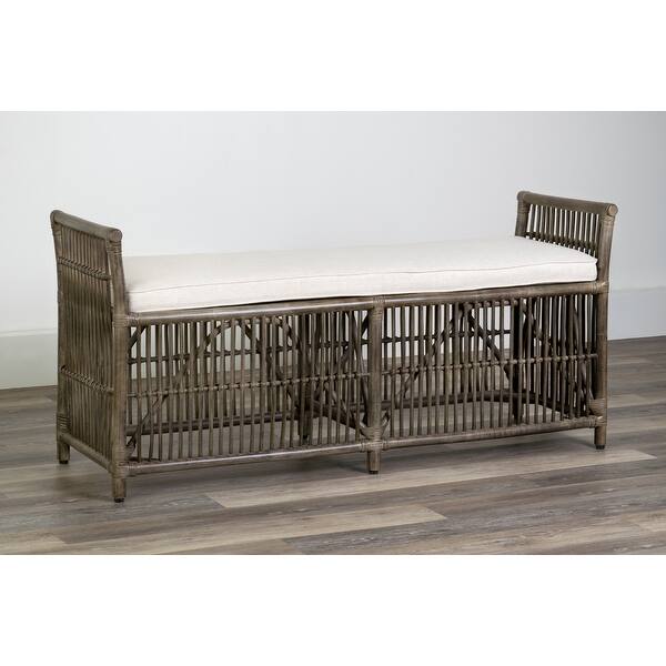 Cushioned Rattan Bench by East at Main - Bed Bath & Beyond - 11891799