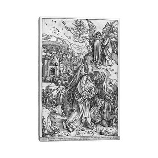 iCanvas "Angel Holding Keys Of Abyss And Big Chain, Enchains Dragon ...