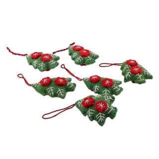 Novica Handmade Sylvan Holidays Wool Felt Ornaments (Set Of 6) - Bed ...