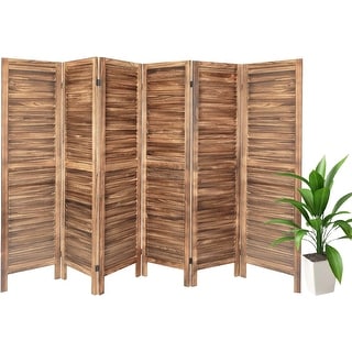 6 Panel Wood Room Screen Divider Freestanding, Folding Privacy Screen ...