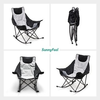 Rocking Camping Chair,Padded Recliner,Oversized Folding Lawn Chair with ...