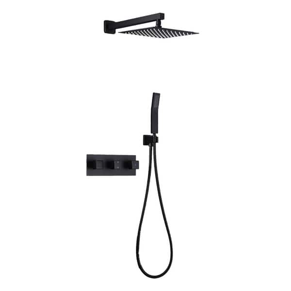 3-Handles Complete Shower Systems 1-Spray Patterns 2 Functions Wall ...