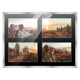 12x16 Silver Wood Collage Frame with Black Mat For 4 5x7 Pictures - Bed ...