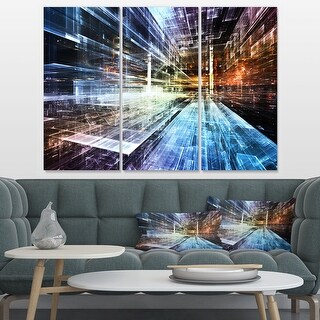 Designart "Future Industry" Abstract Canvas Artwork - 36x28 - 3 Panels ...