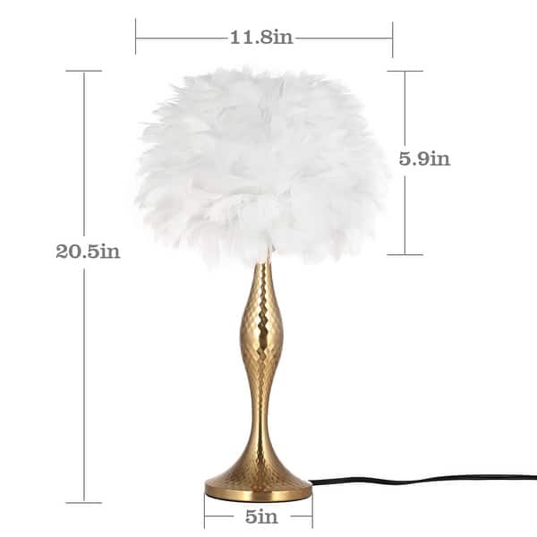 Modern Feather Gold Table Lamp with 3000K LED Bulb Set of 2 - Bed Bath ...