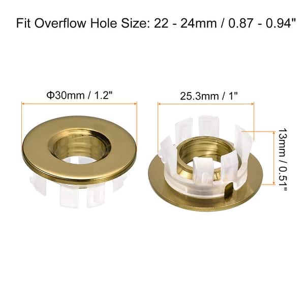 25.3mm Sink Trim Overflow Cover Ring Round Hole Insert in Caps, Gold ...