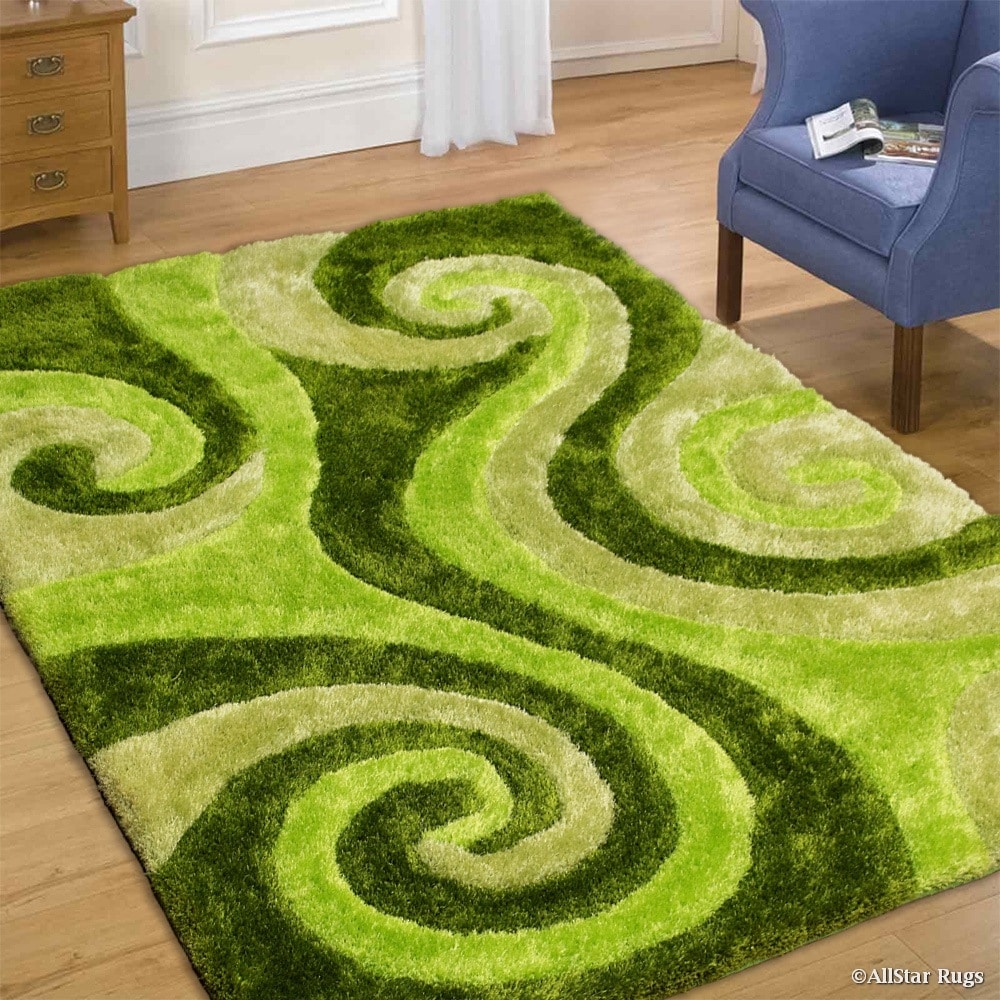 lime green patterned rug