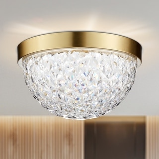 Castor Crystal Hemispheric LED Flush Mount Ceiling Light 11" - 3 Color ...