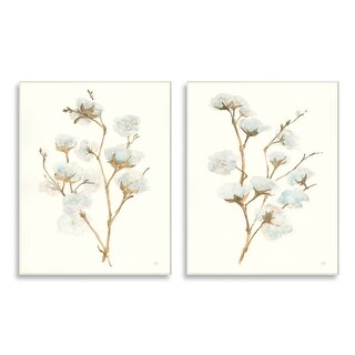Stupell Cotton Flower Stems Rustic Floral Farmhouse Painting,2pc, each ...